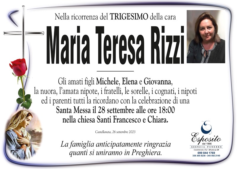 ViviWebTv - Trigesimo di Maria Teresa Rizzi