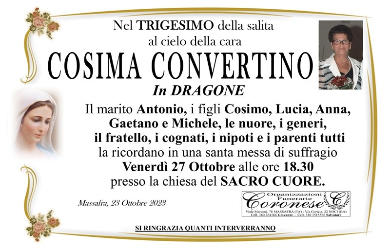 ViviWebTv - Trigesimo di Cosima Convertino